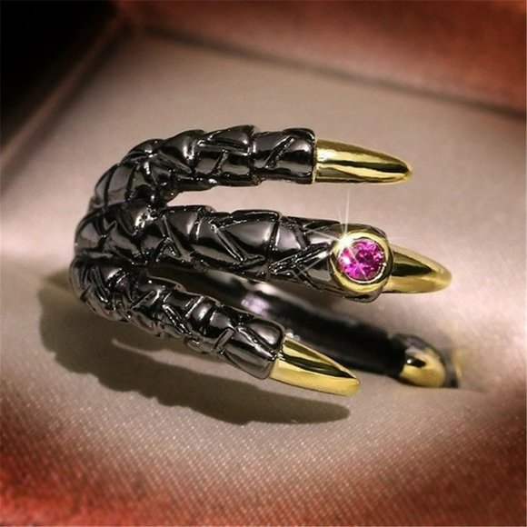 Jewelry | Tungsten Eagle Dragon Claw Black Gold Inlaid Goth Ring | Poshmark